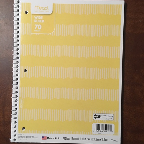 Mead | Office | Nwt Yellow Mead Notebook | Poshmark
